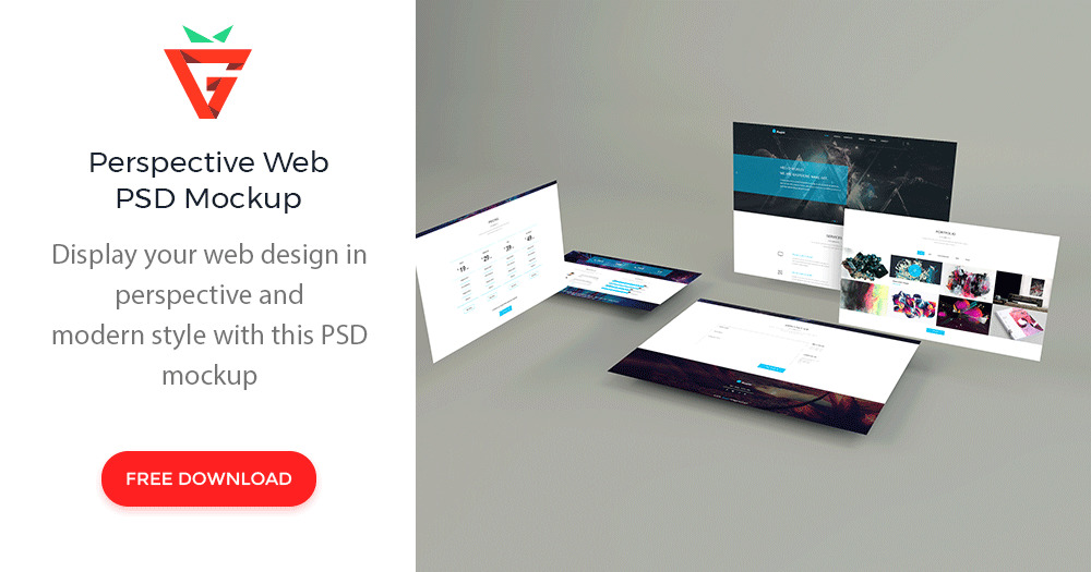 Perspective Web Screens PSD Mockup - graphberry.com