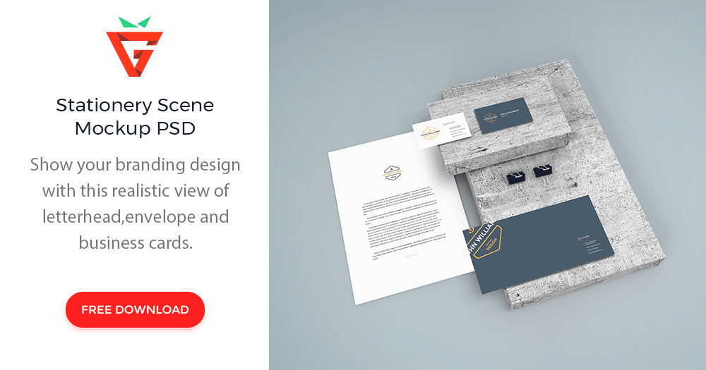 Stationery Scene Mockup PSD - graphberry.com
