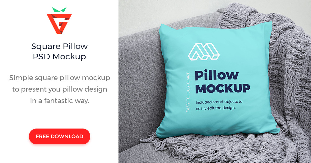 Square Pillow PSD Mockup - graphberry.com