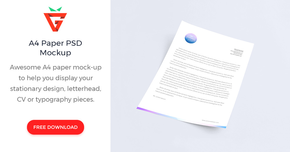A4 Paper PSD Mockup - graphberry.com
